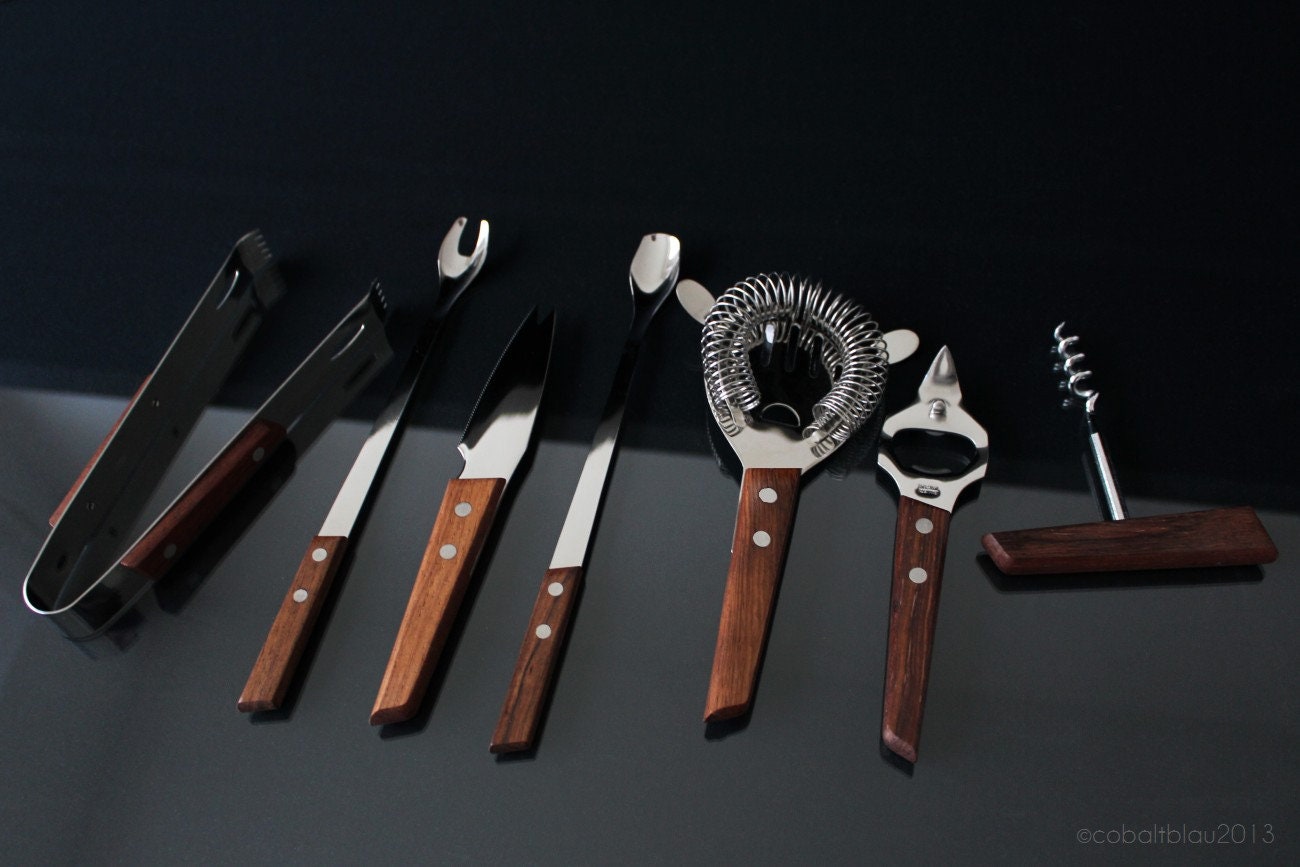 Mid Century Bar Tool Set Bar Set 60s Vintage Barware Set Bar - Etsy