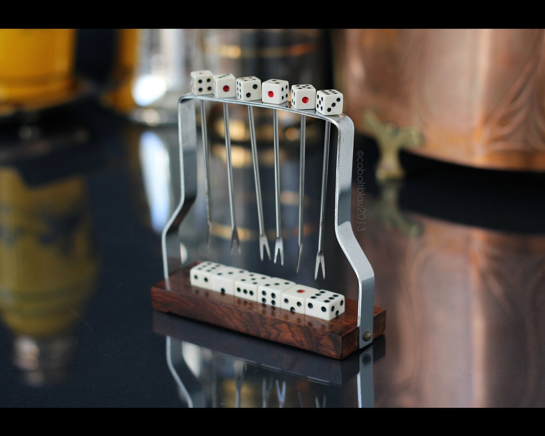 Vintage Dice Cocktail Picks With Holder: Mid-century Martini Olive ...