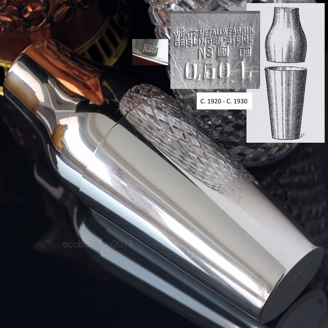 Vtg. 1920s, 1930s Cocktail Shaker, Silver-plated / French Shaker ...