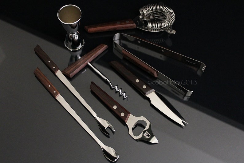 Bar Tool Set Bar Set Mid Century Modern Wood Teak 60s 1960s - Etsy