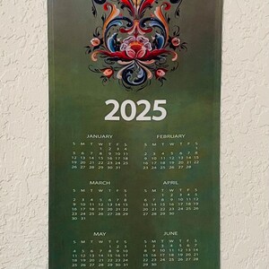 2025 Scandinavian Rosemaling Fabric Polyester Wall Hanging Calendar 25 ...