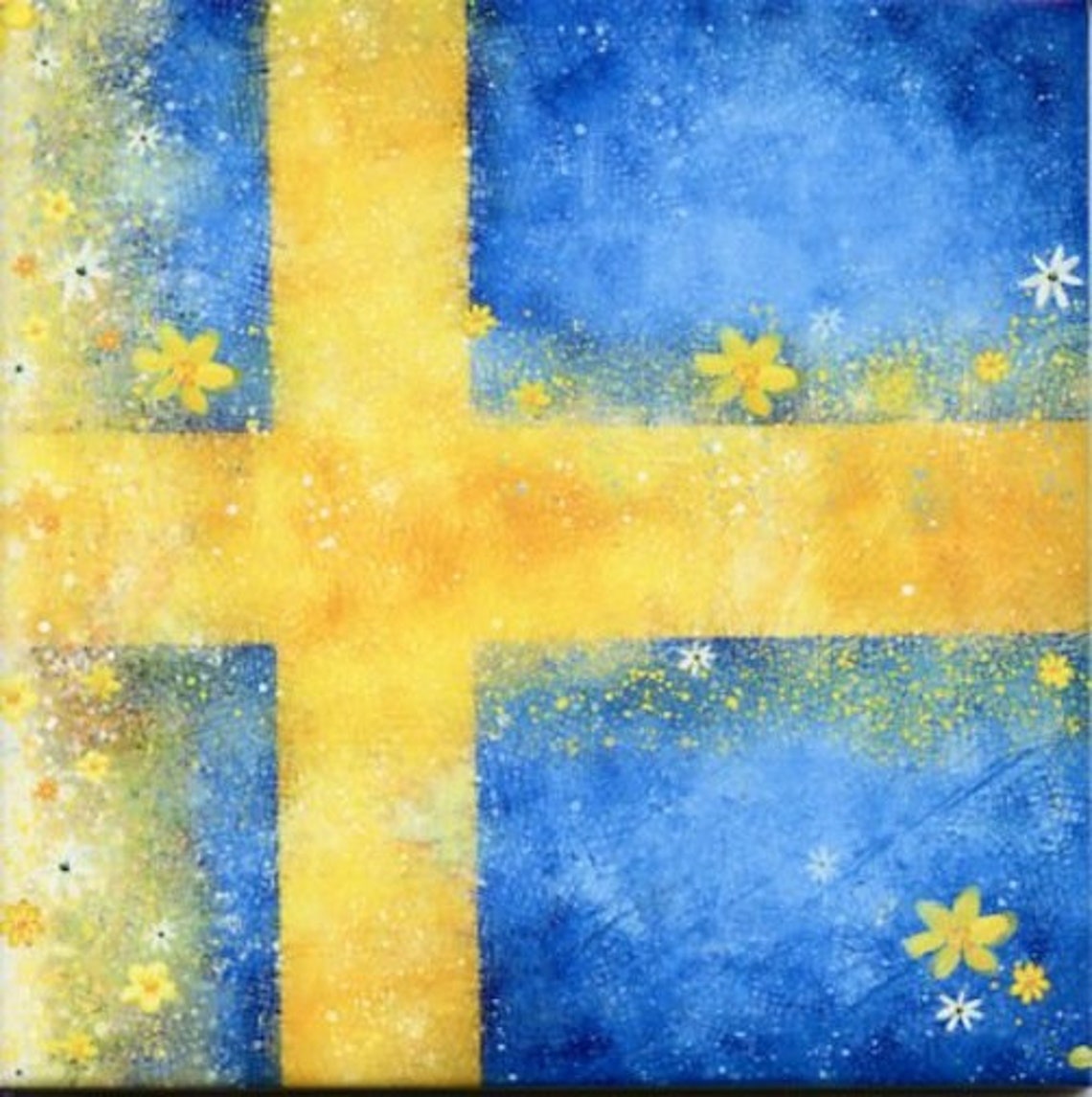 Swedish Sweden Flag With Flowers Ceramic Tile Trivet Hot - Etsy