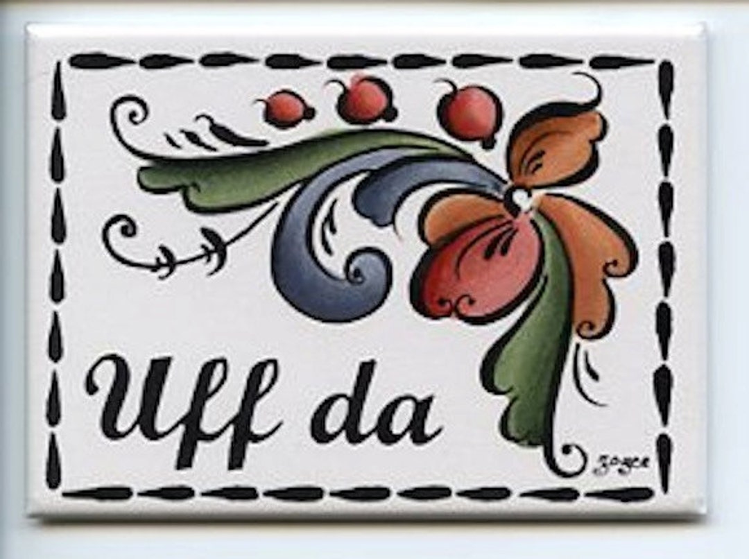 Norwegian Rectangle Magnet Uff Da Rosemaling 3 1/2" X 2 1/2" - Etsy