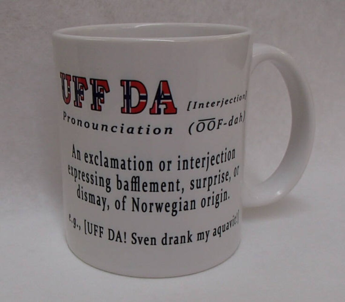 Uff Da Coffee Tea Mug With Norwegian Norway Flag Letters | Etsy