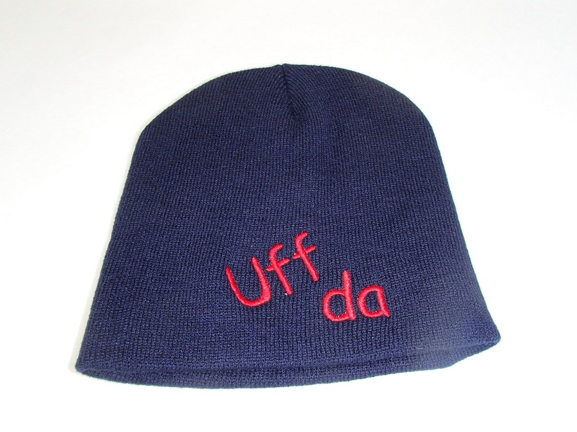Scandinavian Norwegian Uff Da on Navy Blue Knit Hat #KH11 - Etsy