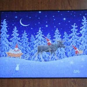Scandinavian Swedish Gnome Tomte Rug Door Mat Art by Eva Melhuish - Etsy