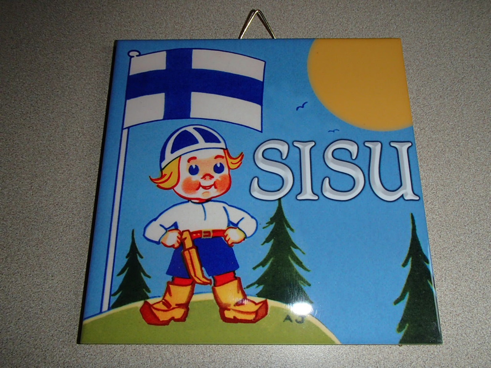 Scandinavian Finnish Sisu Boy With Finland Flag & Puukko Knife - Etsy