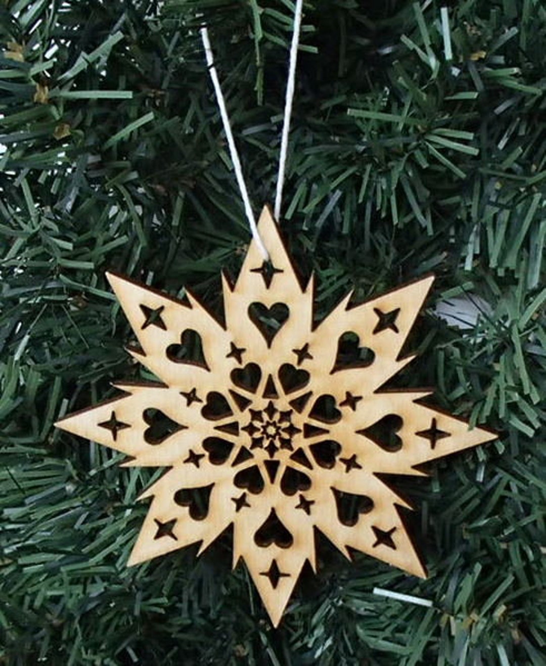 Scandinavian Swedish Star With Hearts Baltic Birch Ornament #EL752 - Etsy