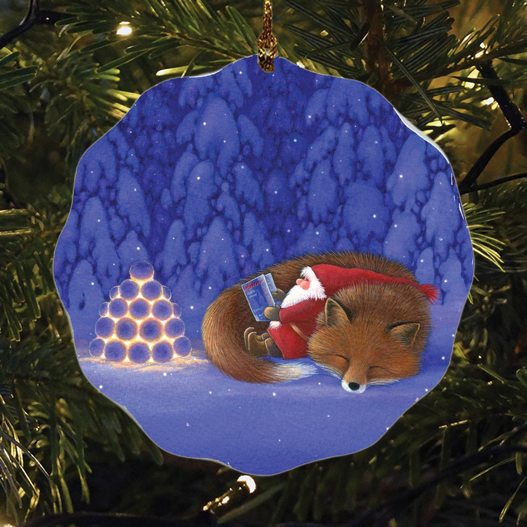 Ceramic Ornament 2 3/4" - Swedish Artwork Gnome Tomte With Fox - Etsy