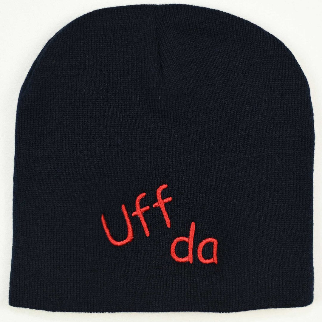 Scandinavian Norwegian Uff Da on Navy Blue Knit Hat #KH11 - Etsy