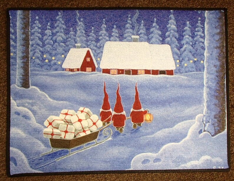 Scandinavian Swedish Gnome Tomte Rug Door Mat Art by Eva - Etsy