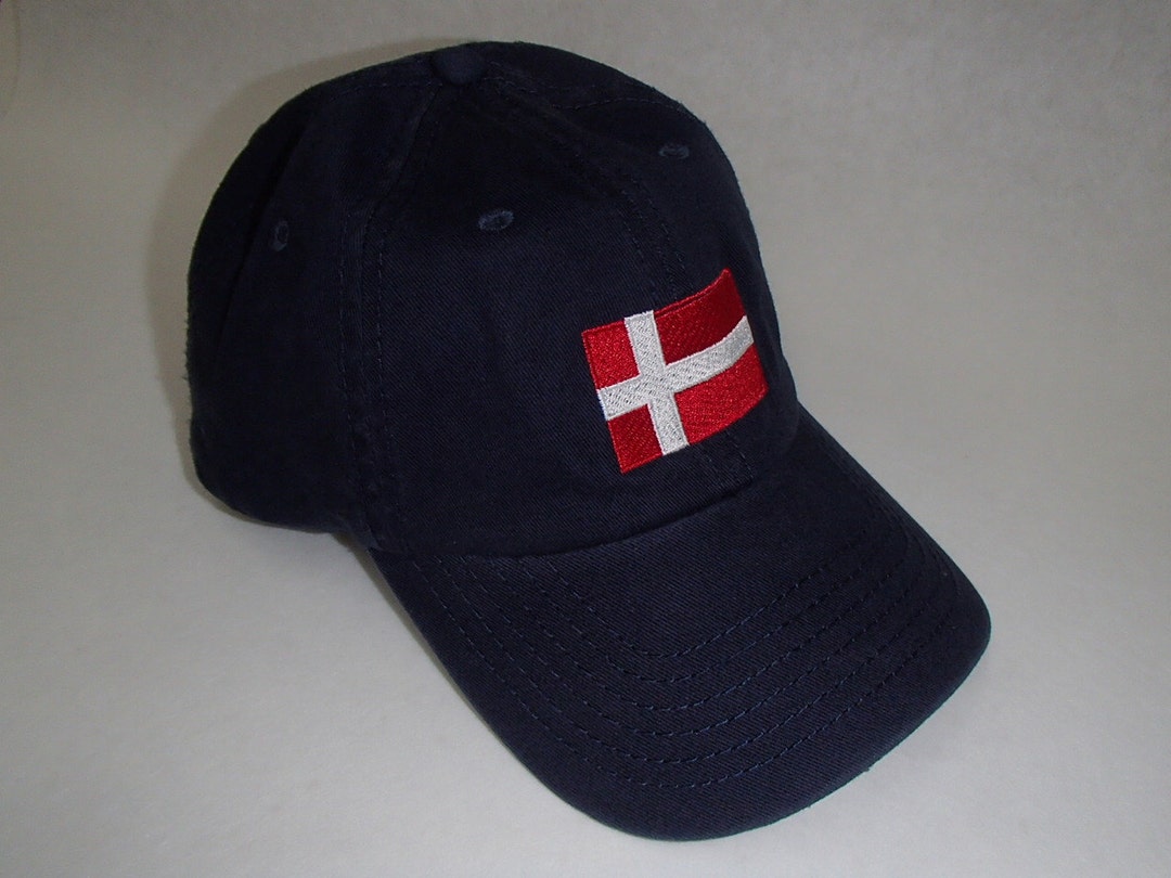 Embroidered Navy Baseball Cap Hat With Scandinavian Nordic Denmark ...