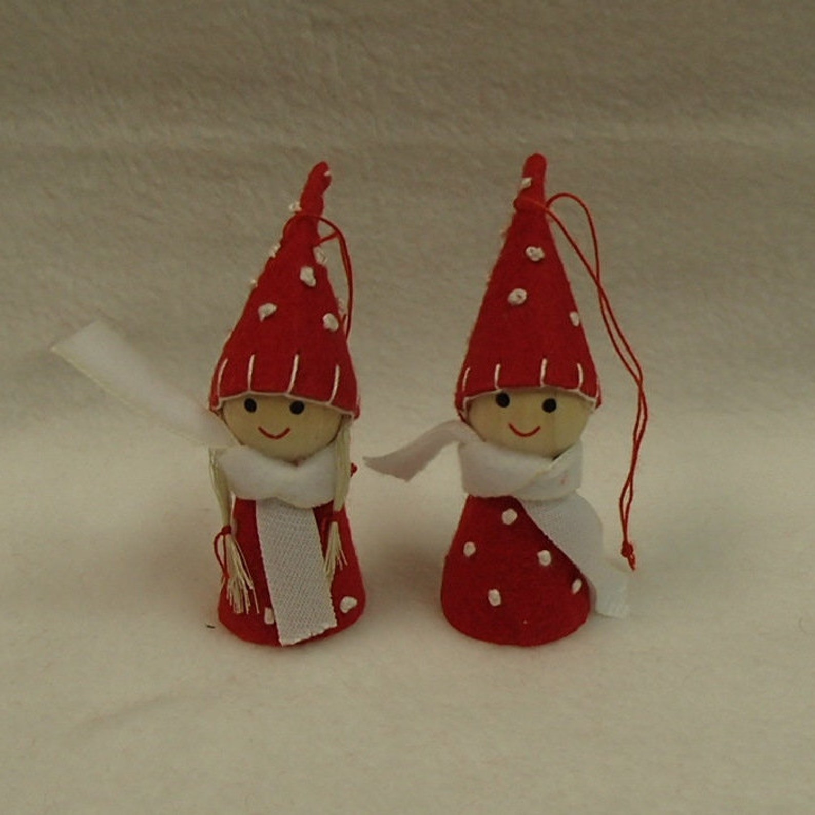 Scandinavian Nordic Boy and Girl Tomte Elf Gnome Ornaments Red Jacket ...