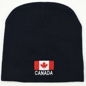 Canada Flag on Navy Blue Knit Hat #KH69 - Etsy