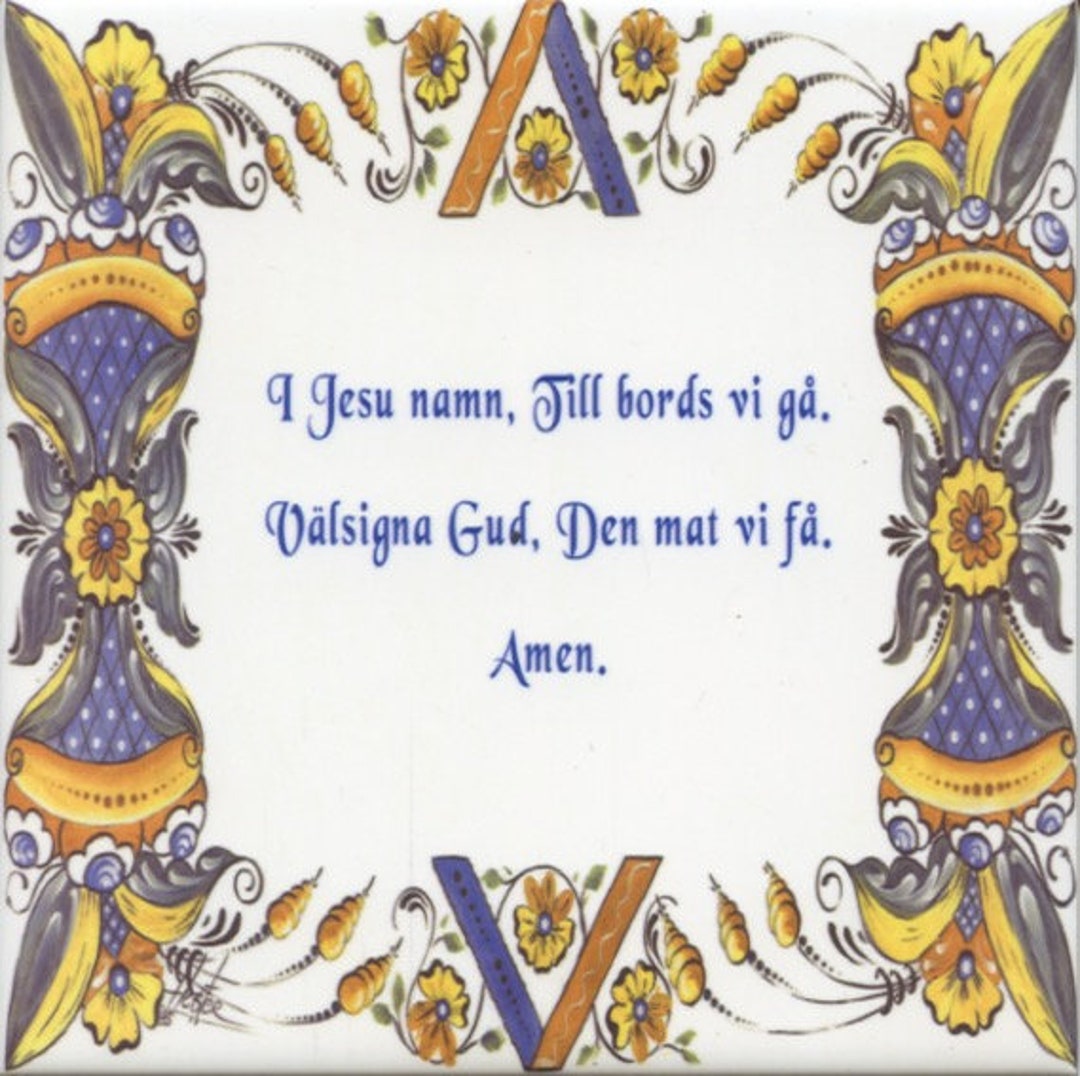 Swedish Table Prayer With Kurbits Folk Art on 6" Ceramic Tile ~ Trivet ...