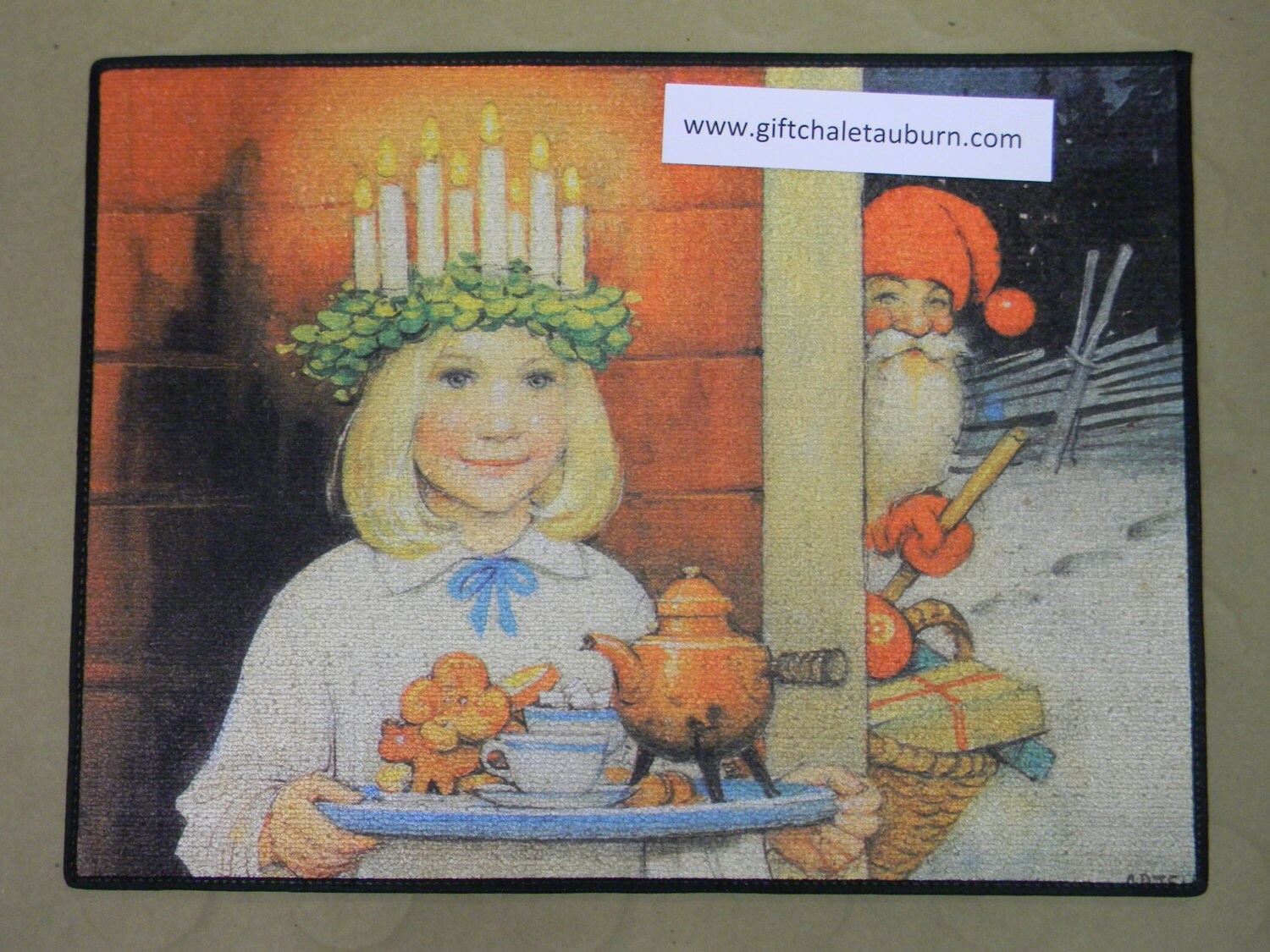 Scandinavian Lucia and Gnome Tomte Christmas Rug Door Mat | Etsy