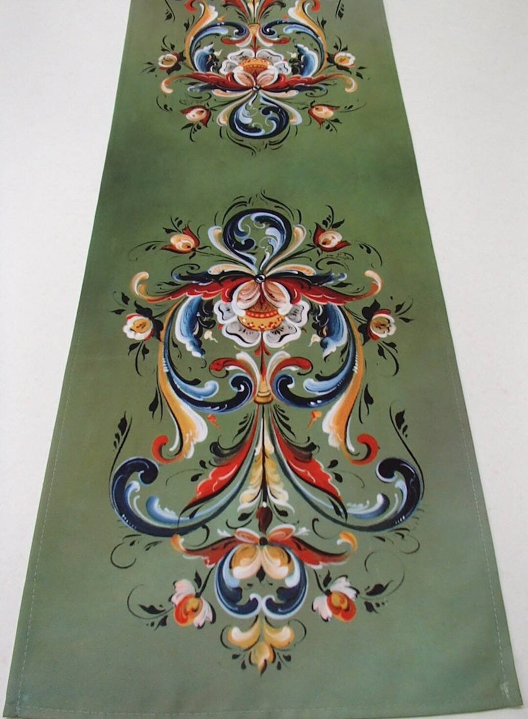 Norwegian Folk Art Rosemaling Printed on Polyester Table Runner 11 X 35 ...
