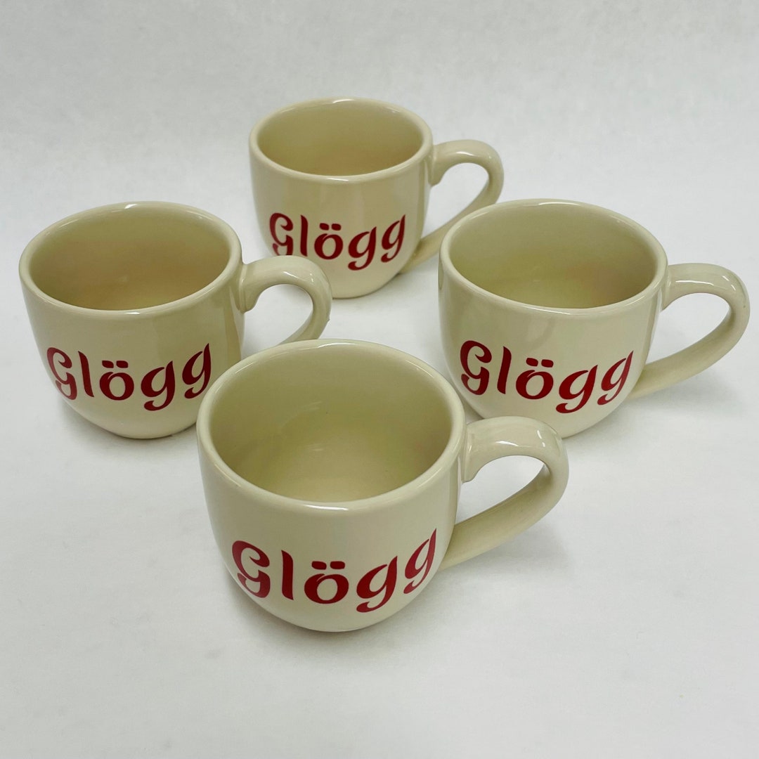 Set of 4 Ceramic Glögg Mugs for Scandinavian Swedish Nordic Holiday ...