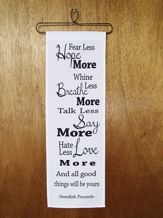 Swedish Proverb Wall Hanging Fear Less Hope More | Etsy