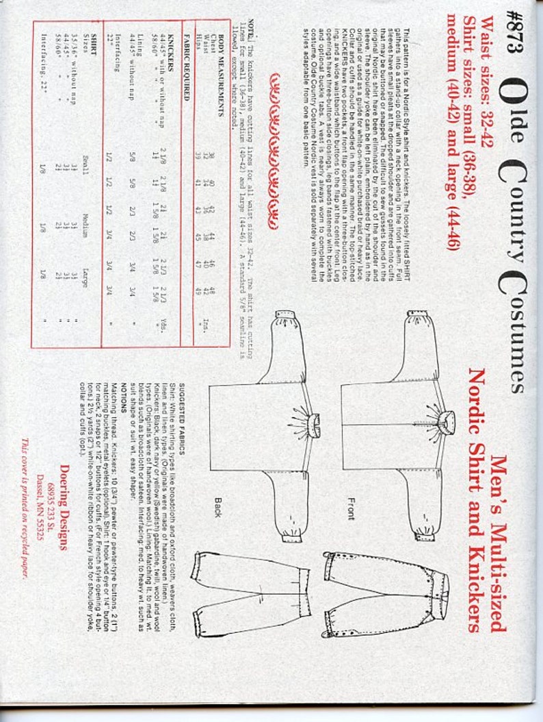 Scandinavian Nordic Style Olde Country Costume Pattern for - Etsy