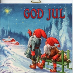 Swedish God Jul Gnome Tomtar House Ceramic Tile ~ Trivet ~ Hot Pad - Etsy