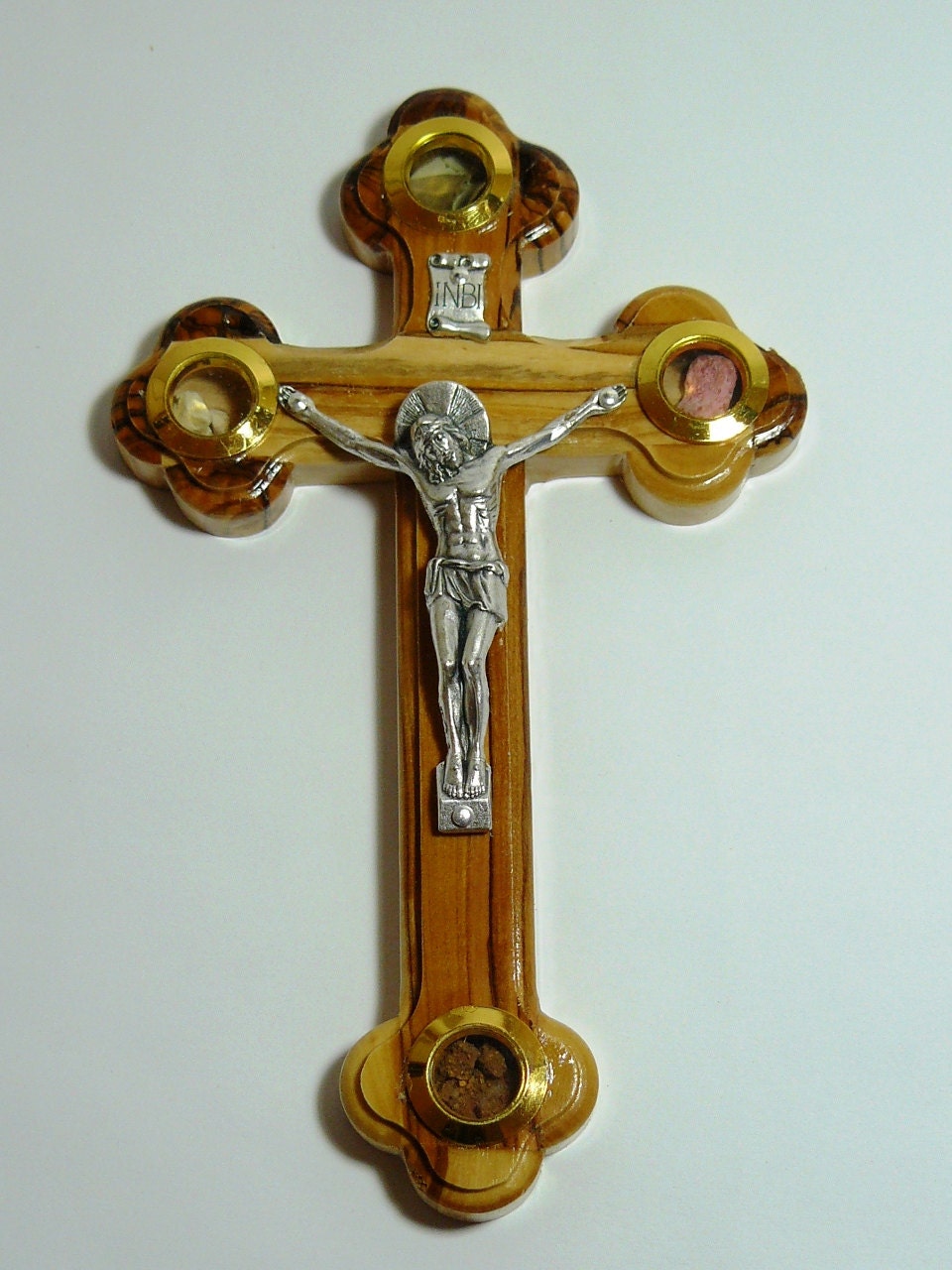 Handcrafted Olive Wood Cross With Silver Plate Crucifix and 4 | Etsy