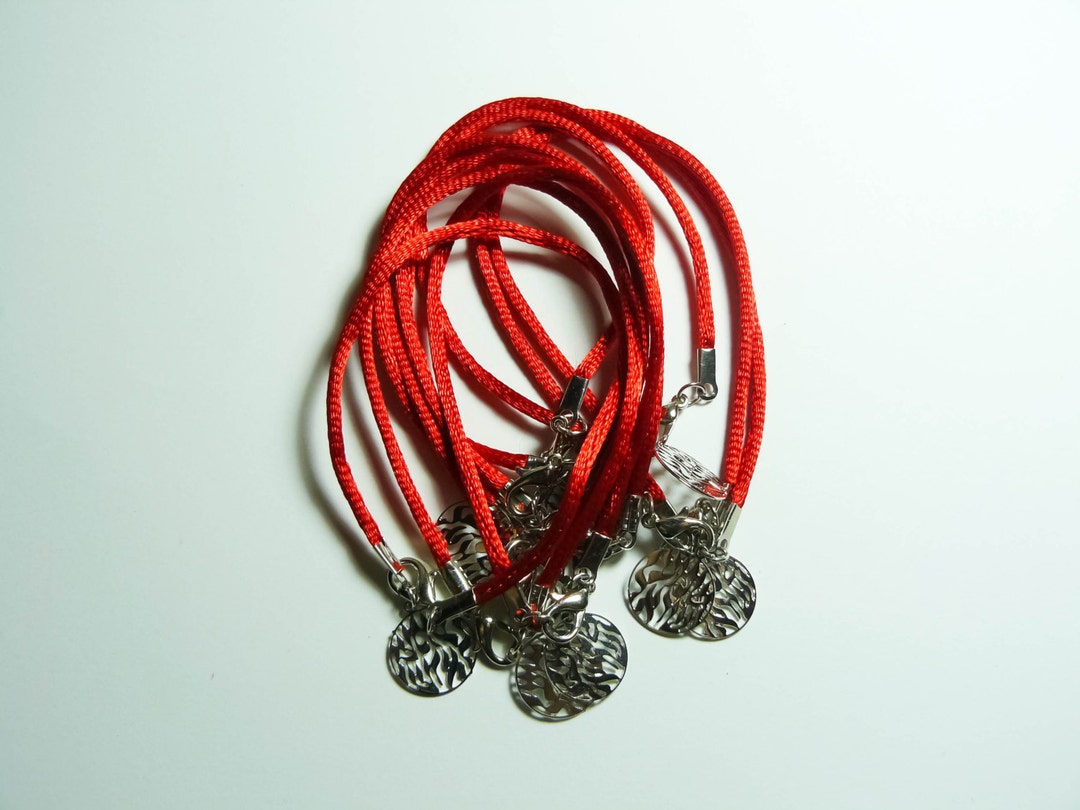Lot of 12 Jewish Kabbalah Red String Silver Tone shema Israel Bracelet ...