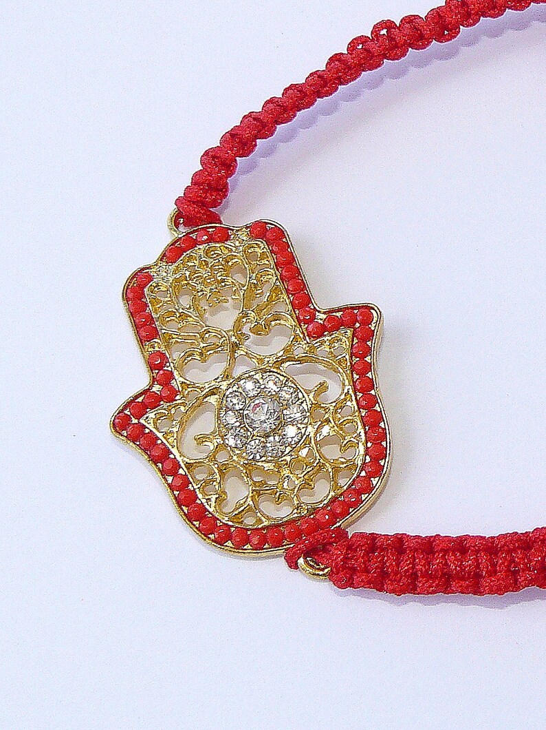 Jewish Kabbalah Red String Golden Decorated Large Hamsa - Etsy