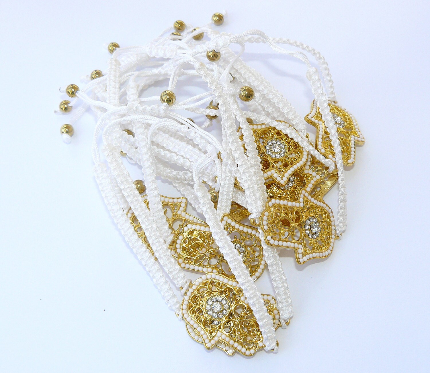 Lot of 10 PCS Jewish Kabbalah White String Golden Decorated | Etsy