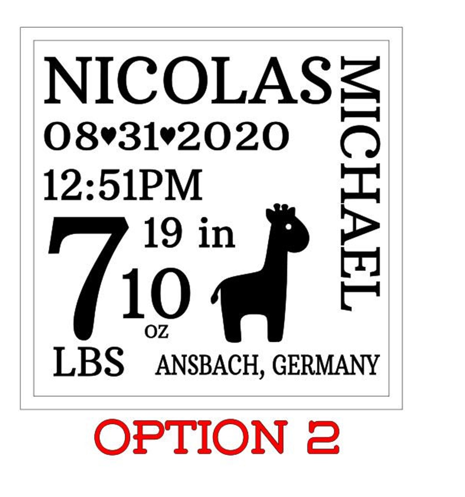 Baby Gift Birth Stats Announcement Night Light Nursery - Etsy