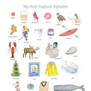 New England Alphabet Poster, Preppy New England ABC Poster, 18 X 24 ...