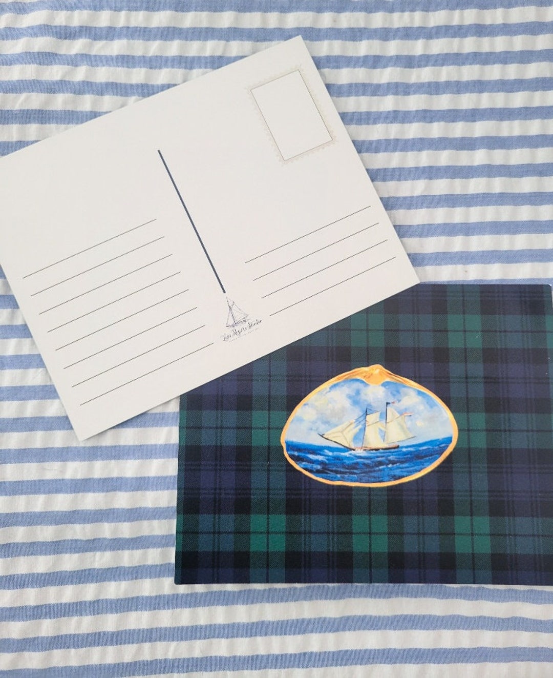 Black Watch Tartan Plaid Postcard, Hand Painted Shell Postcard, Tartan ...