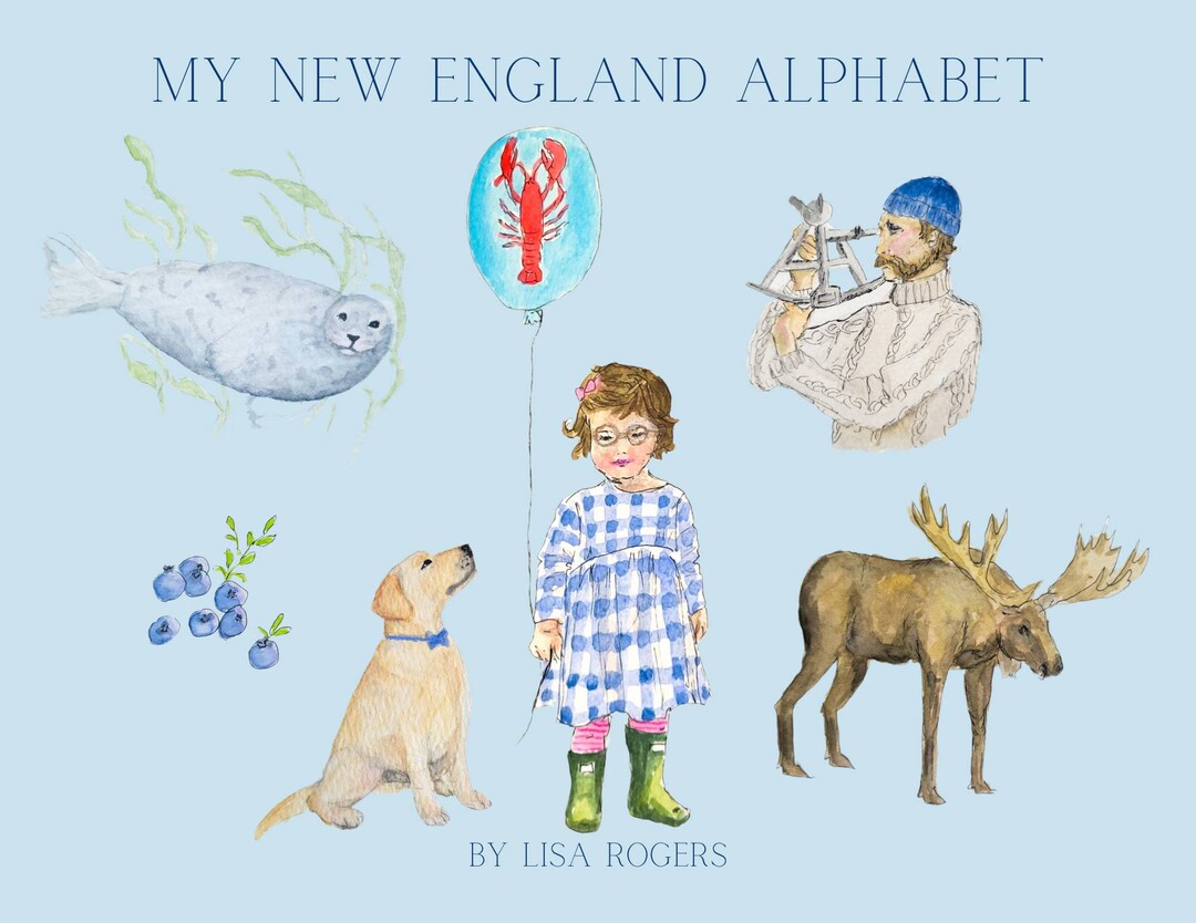 My New England Alphabet Children's Book, Watercolor Alphabet Book, Hand ...