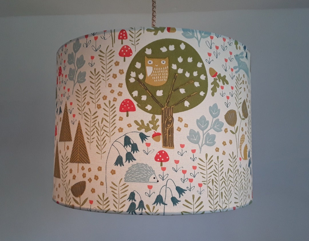 Woodland Animal Lampshade, Wildwood Nursery Shade for Lamp or Ceiling ...