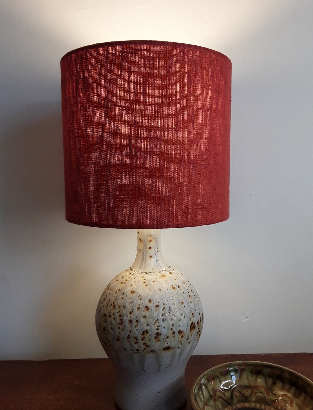 Paprika Red Burnt Orange Linen Lampshade, Handmade Shade for Lamp or ...