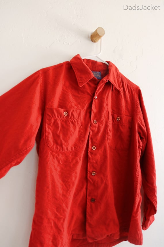 60s Pendleton Solid Red Wool Flannel Shirt Medium - Gem