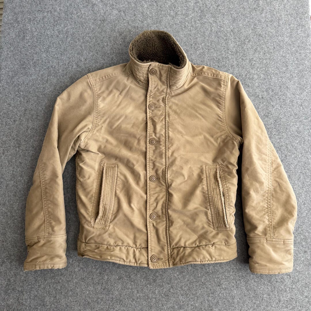 Vintage Abercrombie and Fitch Adirondack Deck Style Khaki Canvas Sherpa ...