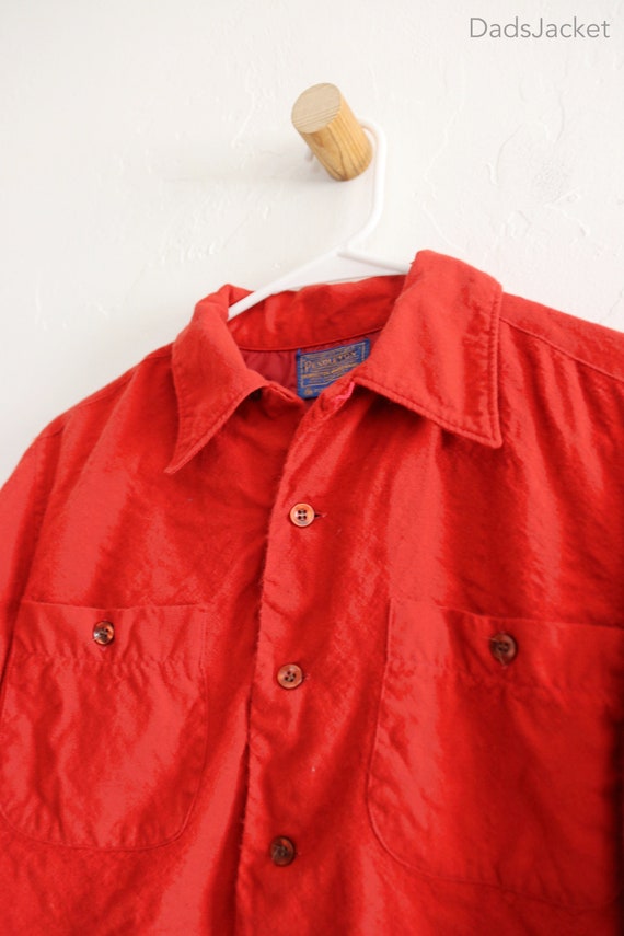 60s Pendleton Solid Red Wool Flannel Shirt Medium - Gem
