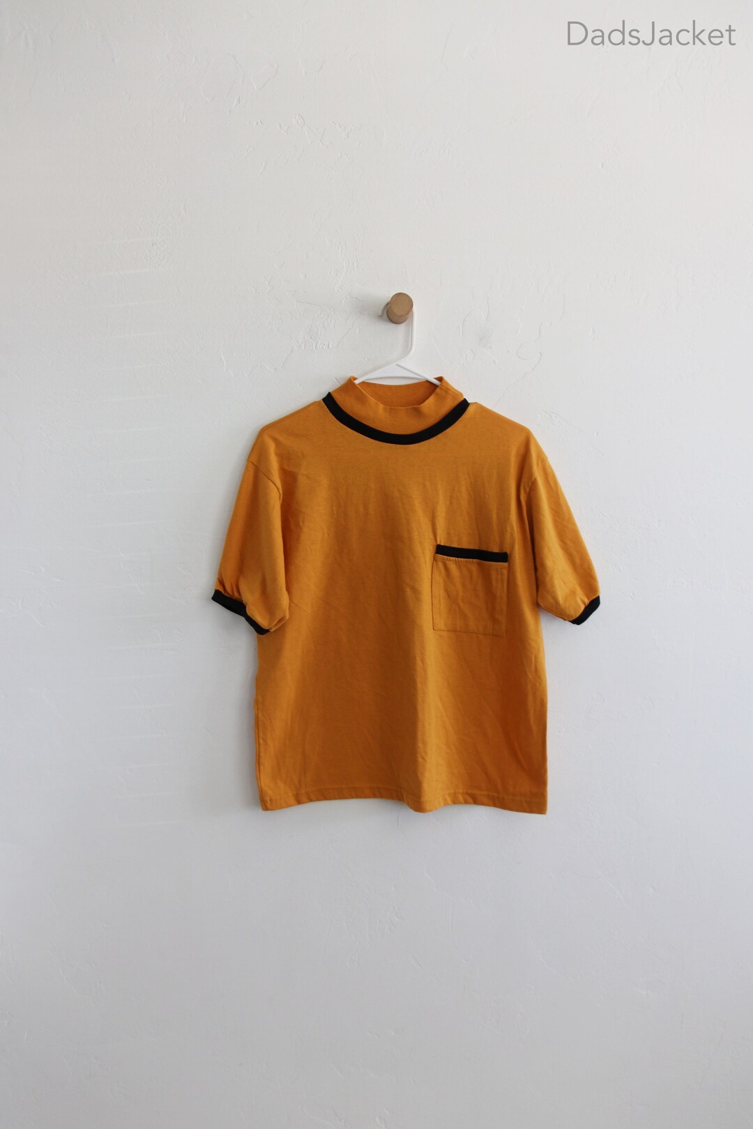Burn't Yellow Mock Neck 60s Style Boxy Pocket Tee - Etsy