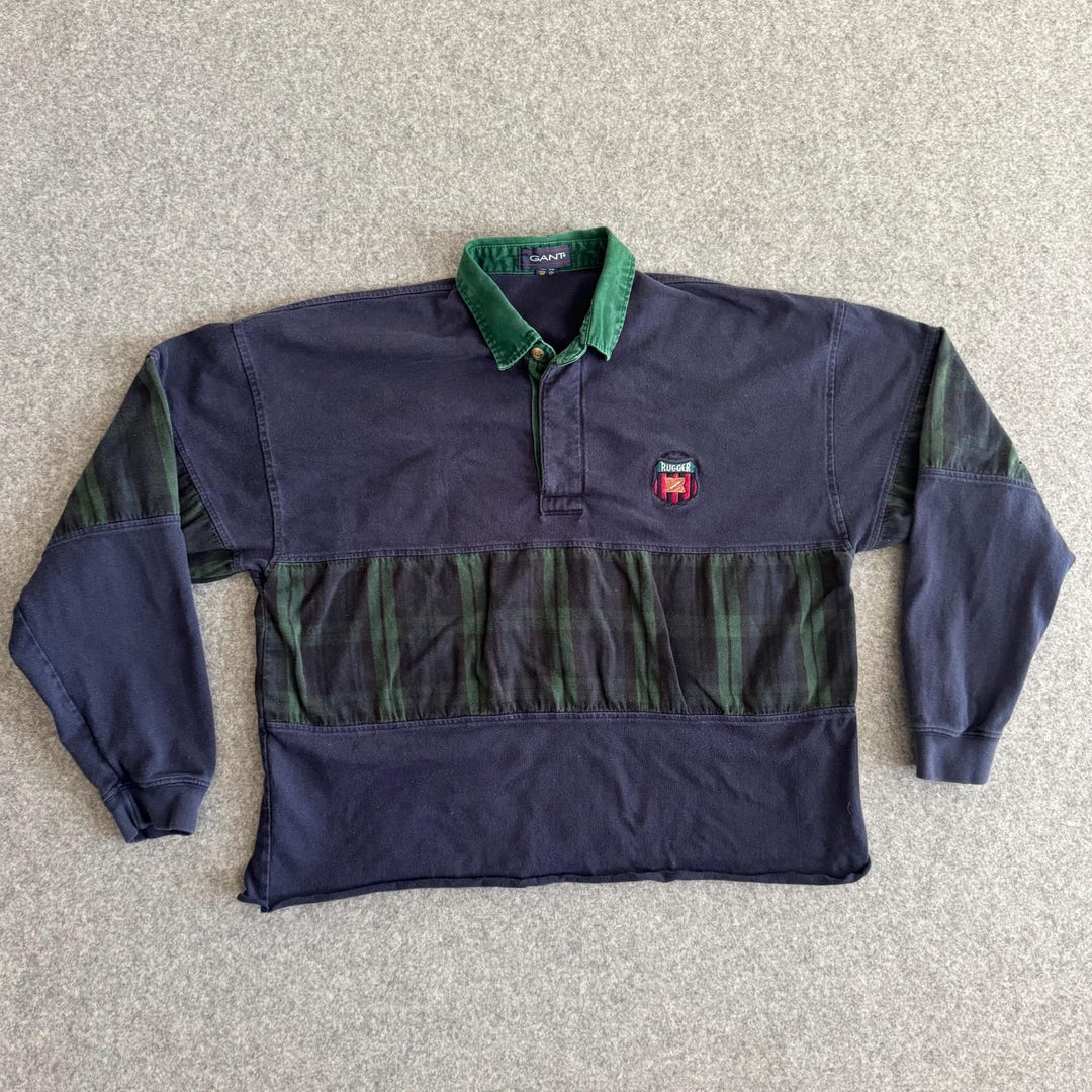 Rugby 90s Plaid Striped Cropped Navy Blue Forest Green XL - Etsy