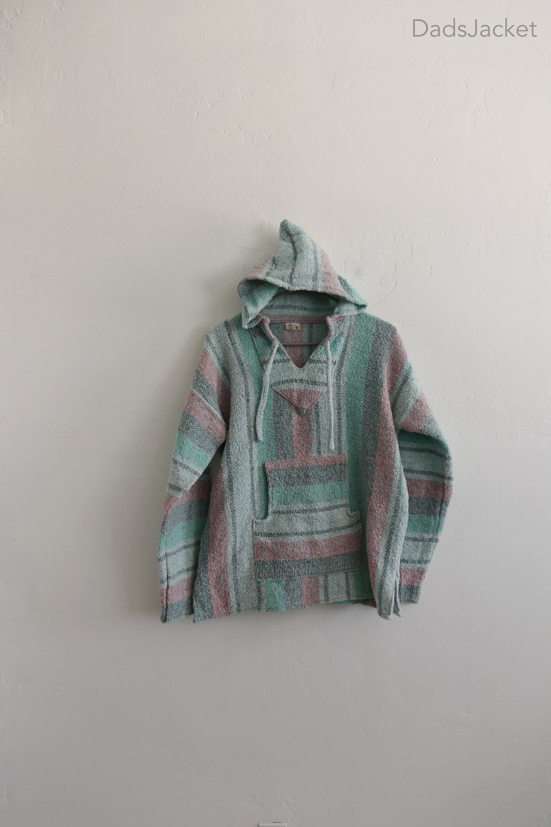 Pastel Striped Baja Mexican Hoodie Sweater Medium - Etsy