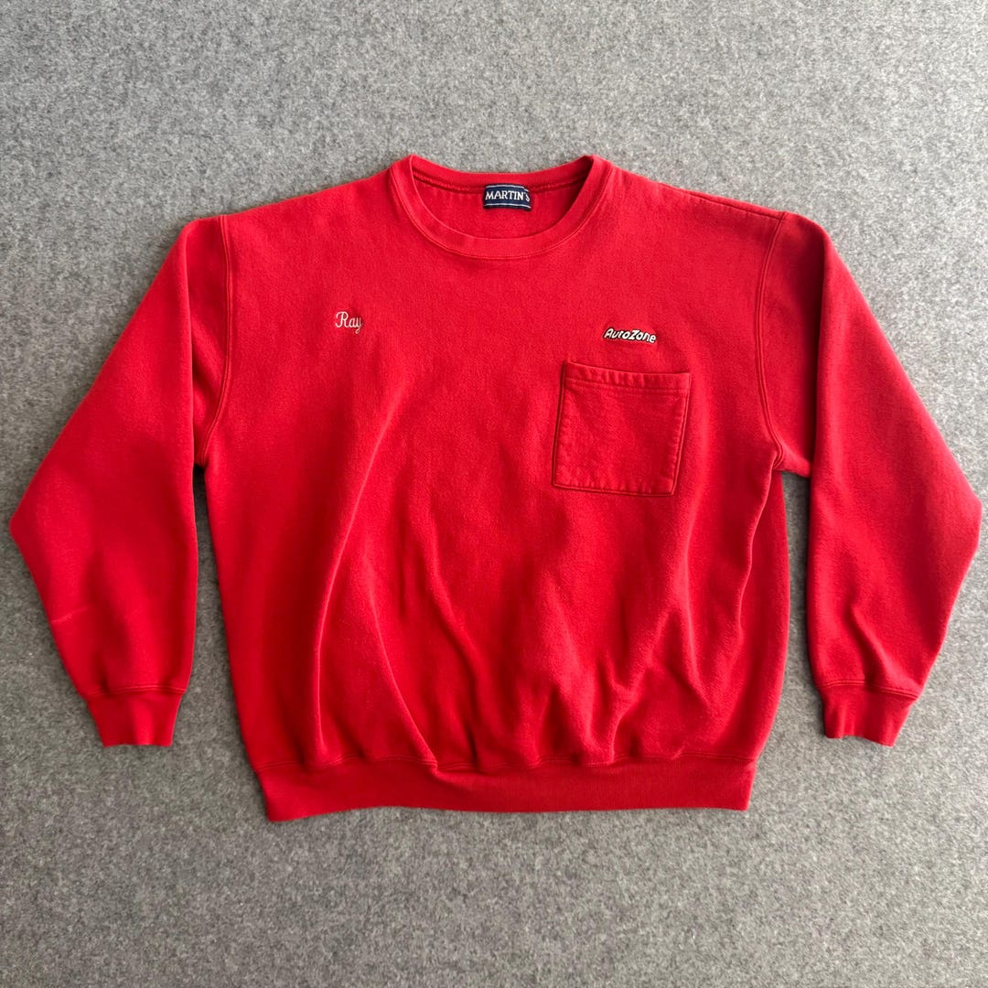 Autozone 80s Employee Ray Red Blank Embroidered Sweatshirt Large - Etsy