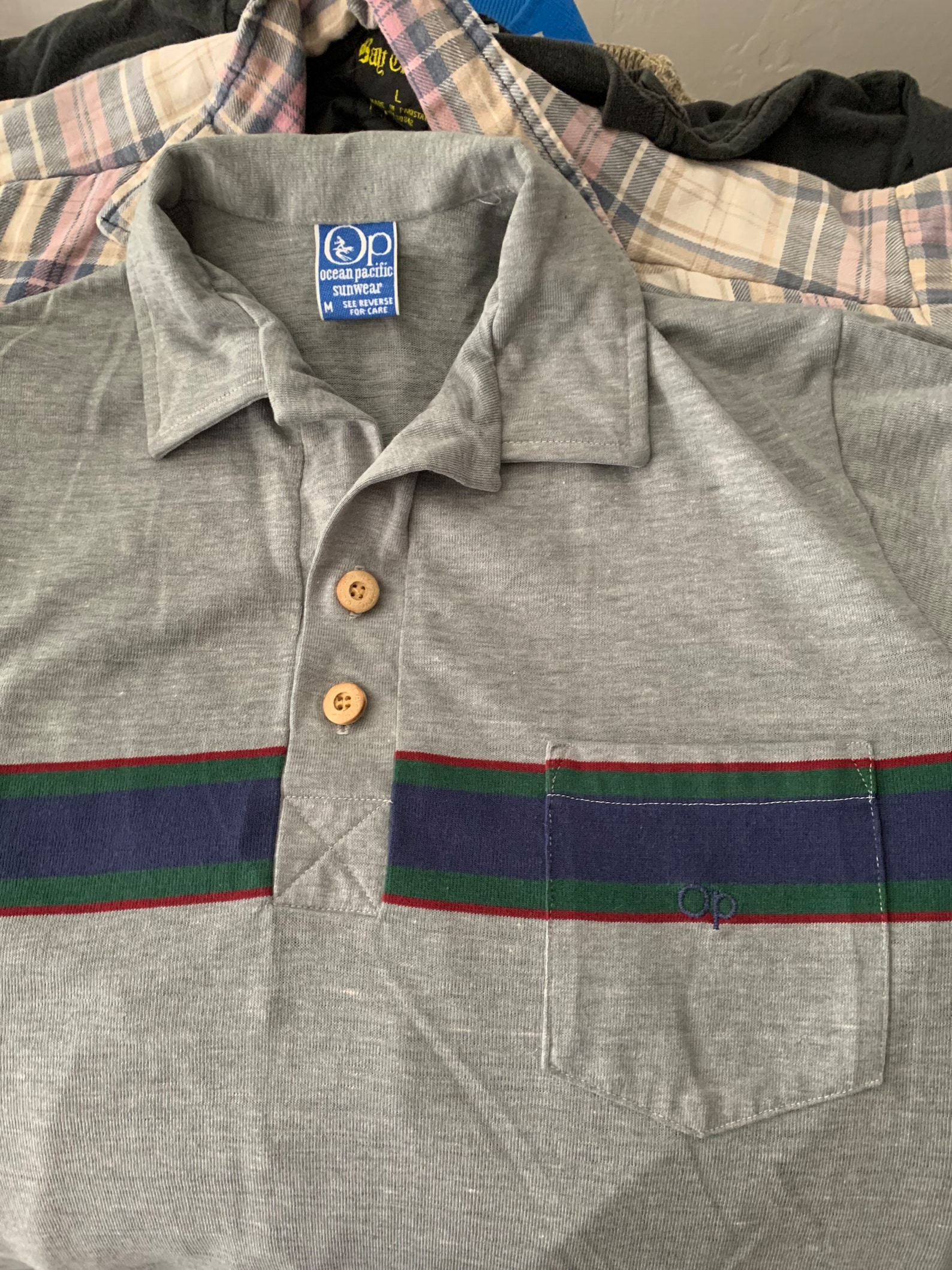 80s OP Striped Rugby Style Long Sleeve Shirt Medium - Etsy