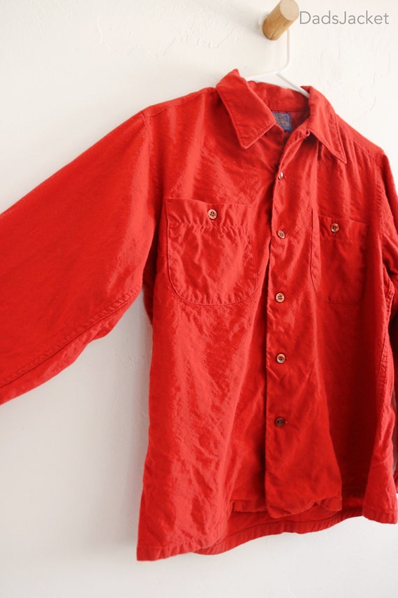 60s Pendleton Solid Red Wool Flannel Shirt Medium - Gem