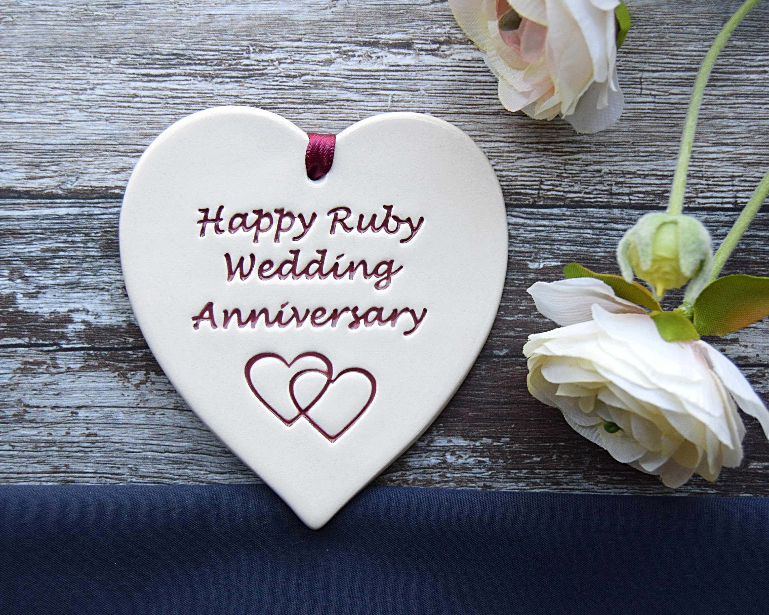 Happy Ruby Wedding Anniversary 40th Wedding Anniversary Gift - Etsy UK