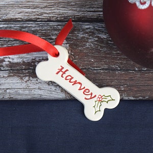 Personalised Small (6cm X 2.75cm) Dog Bone Christmas Decoration ...