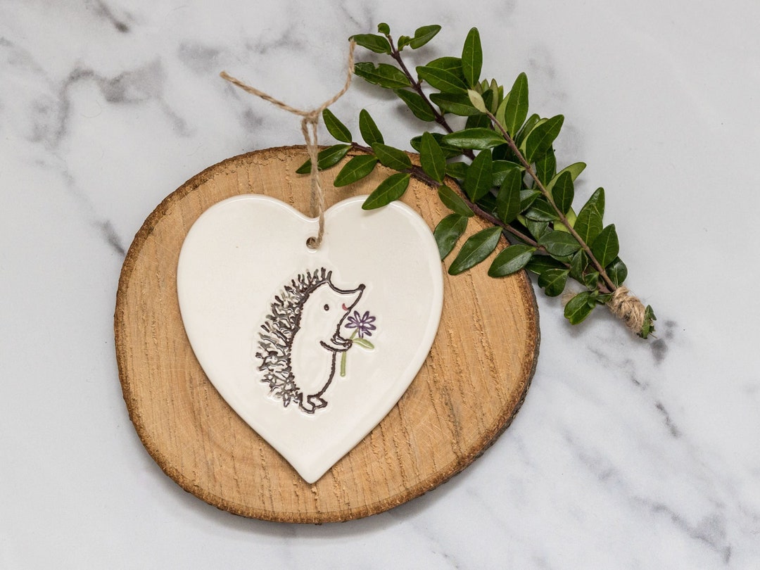 Handmade Ceramic Hedgehog Heart, Hedgehog Gift, Gift for Her, Gift for ...