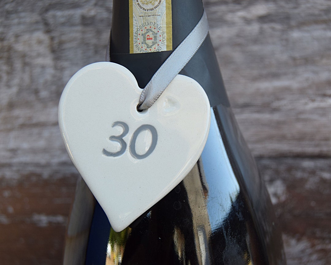30 Tag, Handmade Ceramic Tag 30, Ceramic 30th Birthday Tag, Tag for a ...
