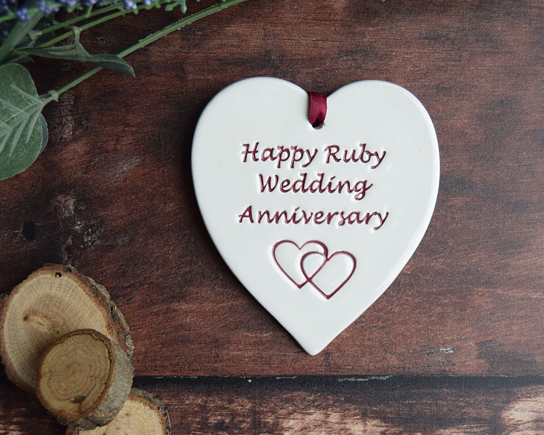 Happy Ruby Wedding Anniversary, 40th Wedding Anniversary Gift, Handmade ...