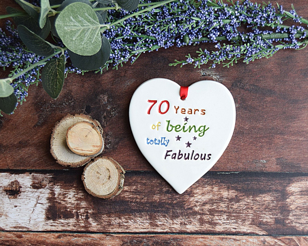 70 Years of Being Totally Fabulous, Handmade Ceramic 70th Birthday ...